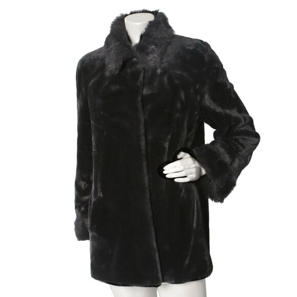 Jackets & Coats | Utex Faux Fur Coat Lined Black Jacket Cuffed Mobwife ...